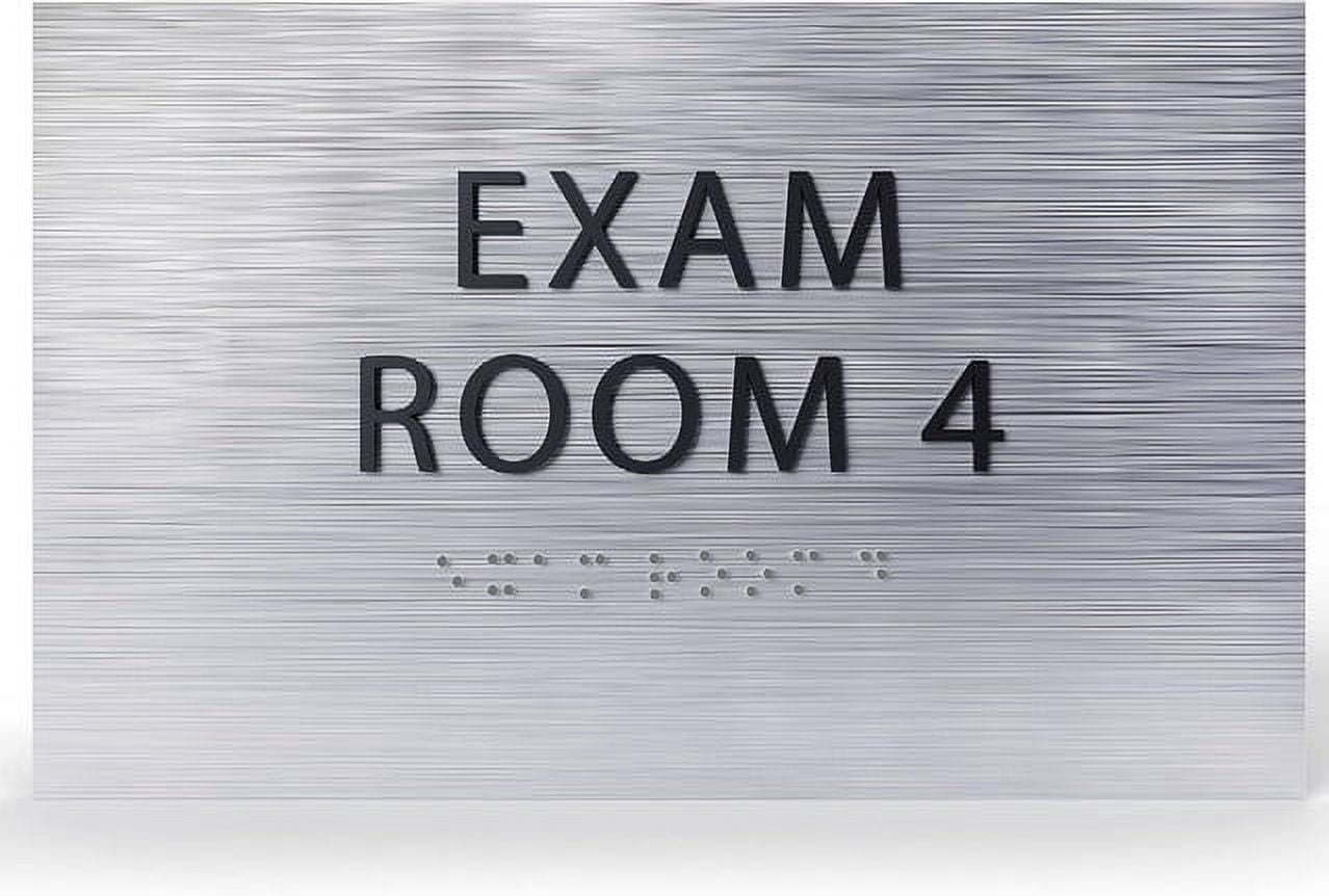 6" X4" Exam Room 4 Sign- Tactile Graphics Grade 2 Braille Text | Modern ...