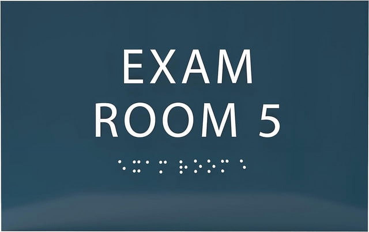 6" X4" Exam Room 5 Sign- Tactile Graphics Grade 2 Braille Text | Modern ...