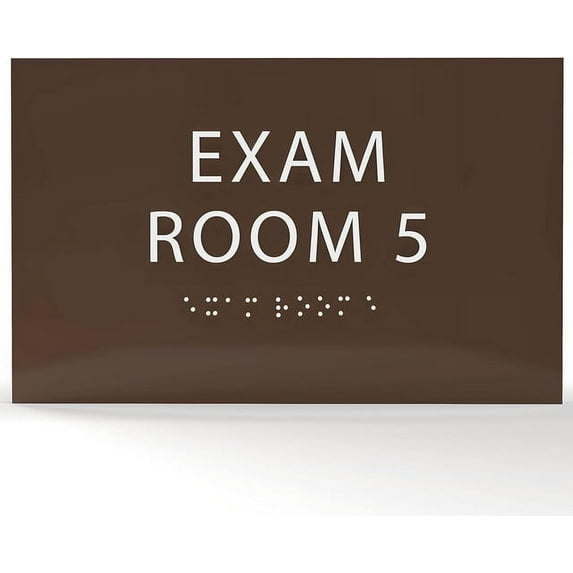 6" X4" Exam Room 5 Sign- Tactile Graphics Grade 2 Braille Text | Modern ...