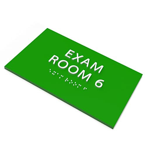 6" X4" Exam Room 6 Sign- Tactile Graphics Grade 2 Braille Text | Modern ...
