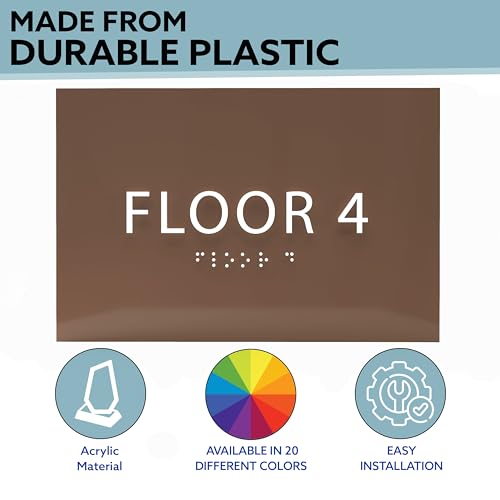 6" X4" Floor 4 Sign - ADA Compliant Tactile Graphics Grade 2 Braille ...