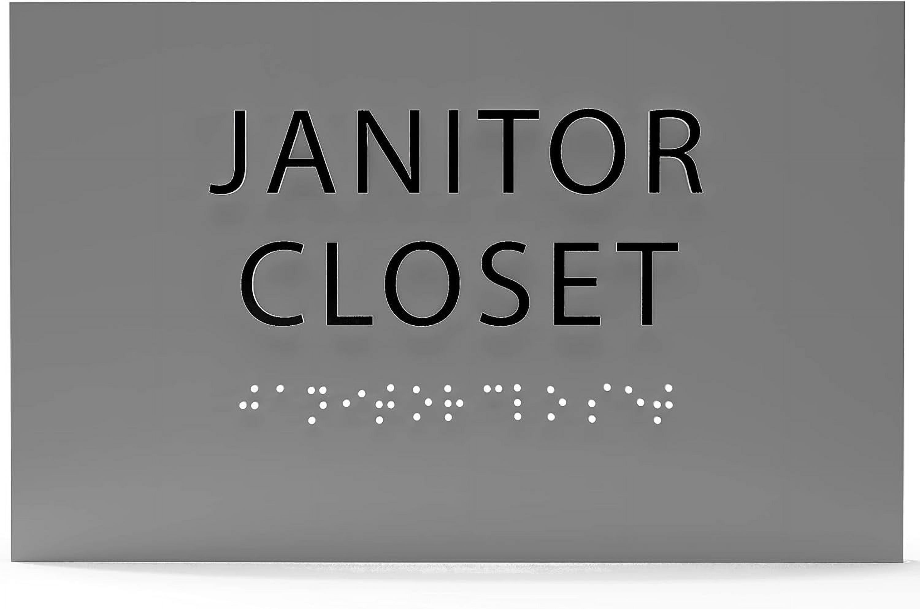 6" X4" Janitor Closet Sign - Tactile Graphics Grade 2 Braille Text ...