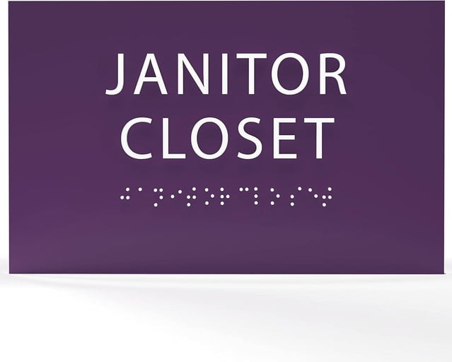 6" X4" Janitor Closet Sign - Tactile Graphics Grade 2 Braille Text ...