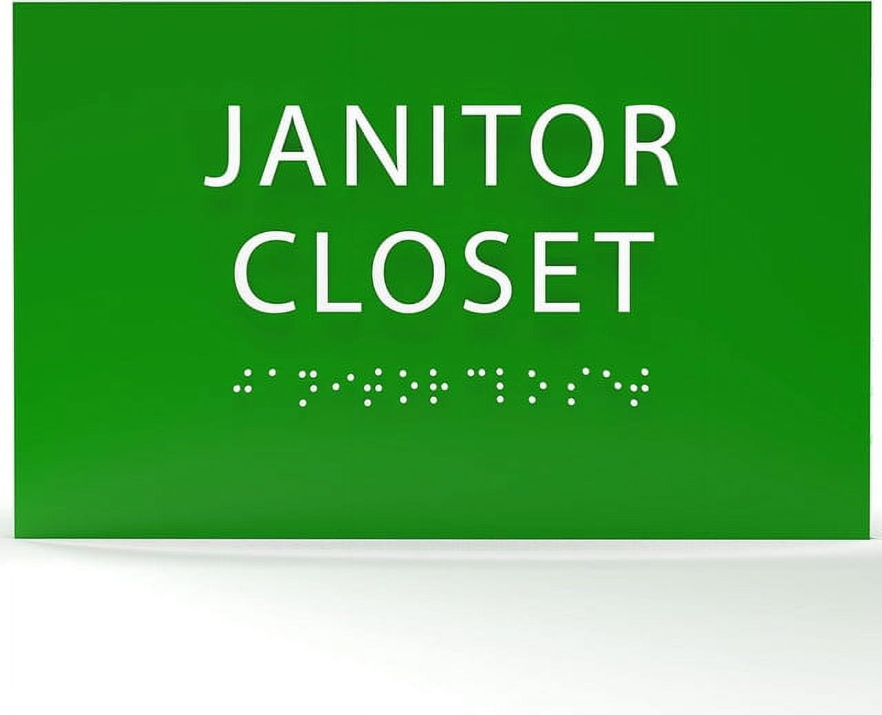 6" X4" Janitor Closet Sign - Tactile Graphics Grade 2 Braille Text ...