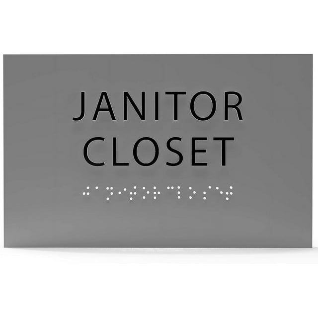 6" X4" Janitor Closet Sign - Tactile Graphics Grade 2 Braille Text ...