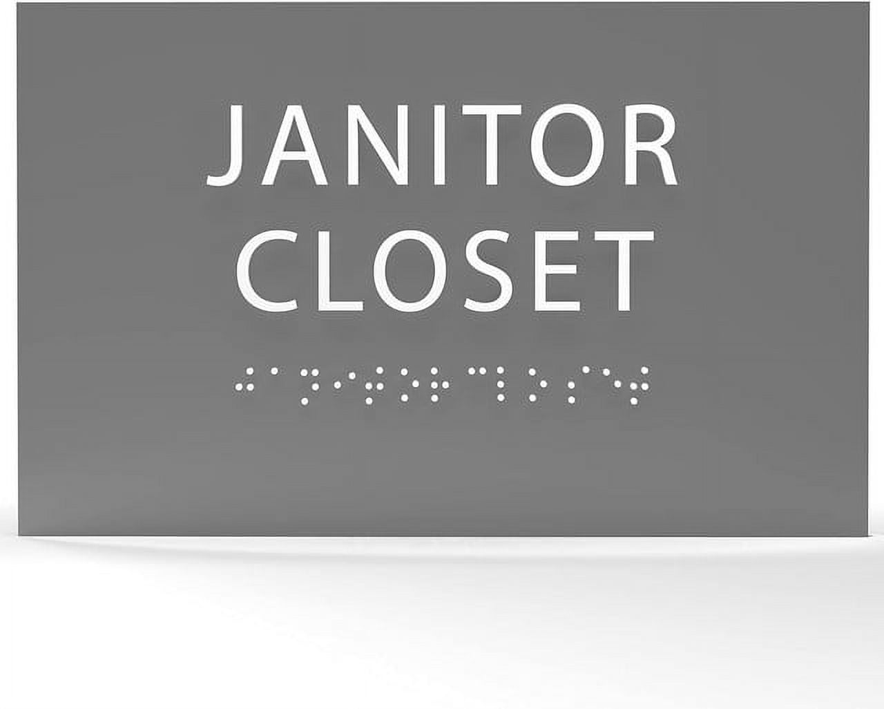 6" X4" Janitor Closet Sign - Tactile Graphics Grade 2 Braille Text ...