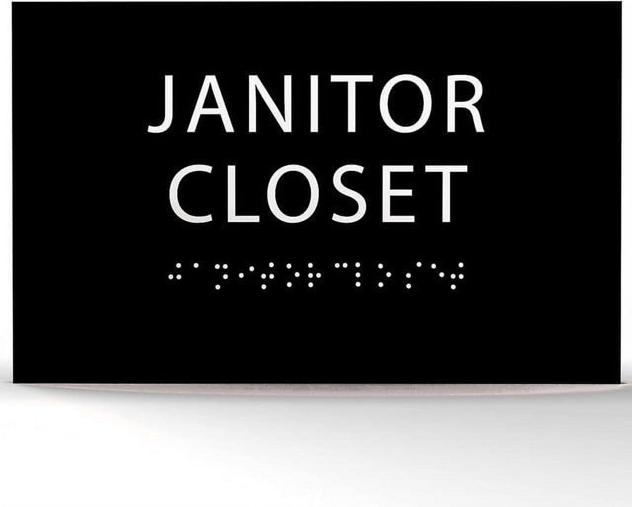 6" X4" Janitor Closet Sign - Tactile Graphics Grade 2 Braille Text ...