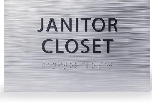 6" X4" Janitor Closet Sign - Tactile Graphics Grade 2 Braille Text ...