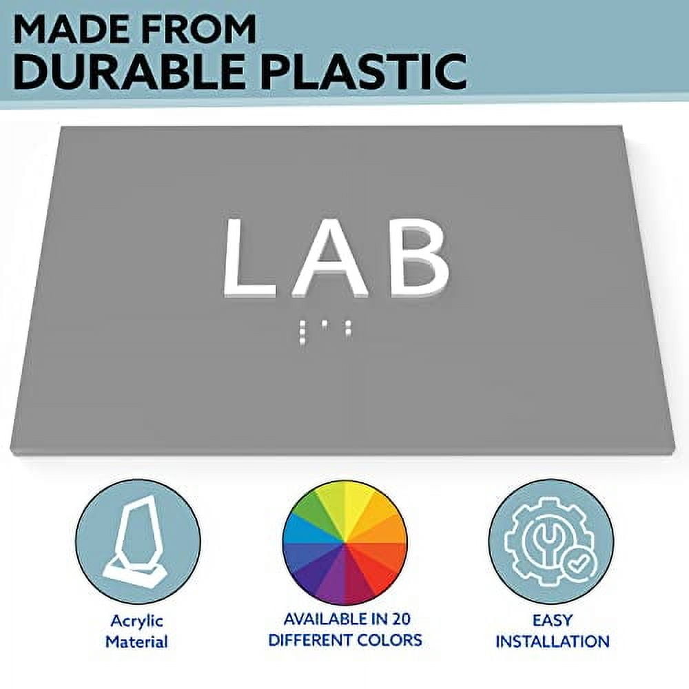 6" X4" Lab Sign - ADA Compliant Tactile Graphics Grade 2 Braille Text Safety Signs| Hazardous ...