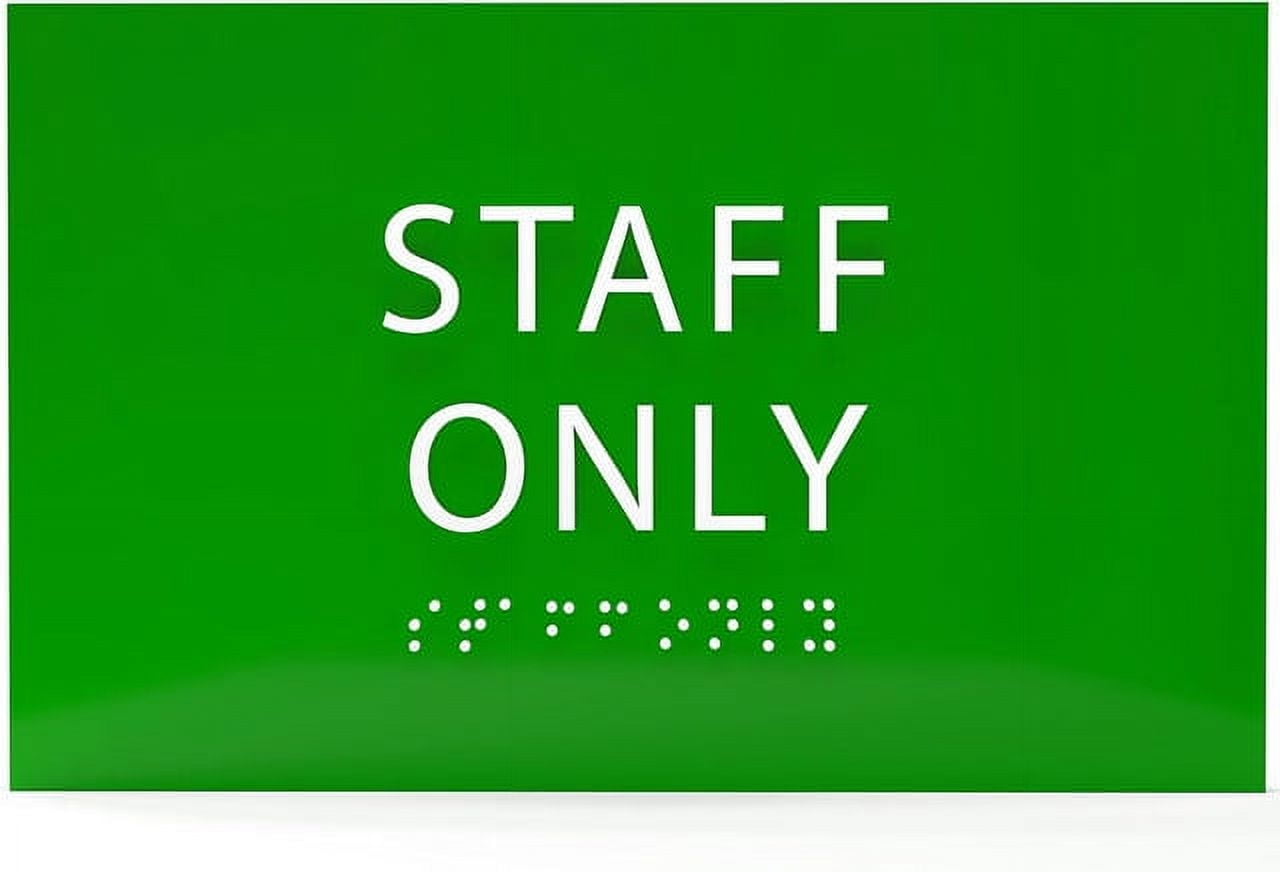 6" X4" Staff Only Sign- Tactile Graphics Grade 2 Braille Text | ADA ...
