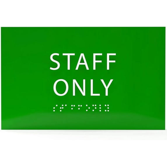 6" X4" Staff Only Sign- Tactile Graphics Grade 2 Braille Text | ADA ...