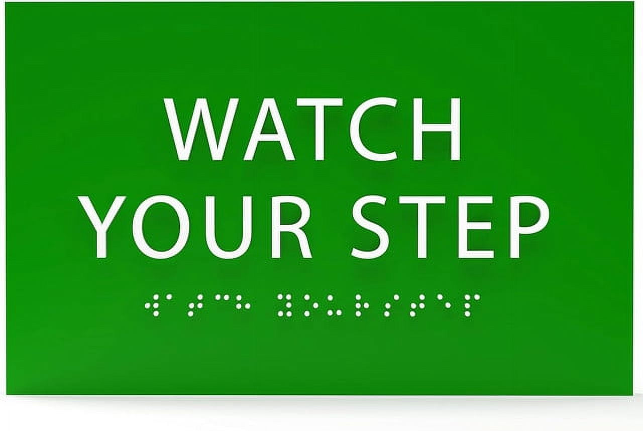 6" X4" Watch Your Step Sign- Tactile Graphics Grade 2 Braille Text ...