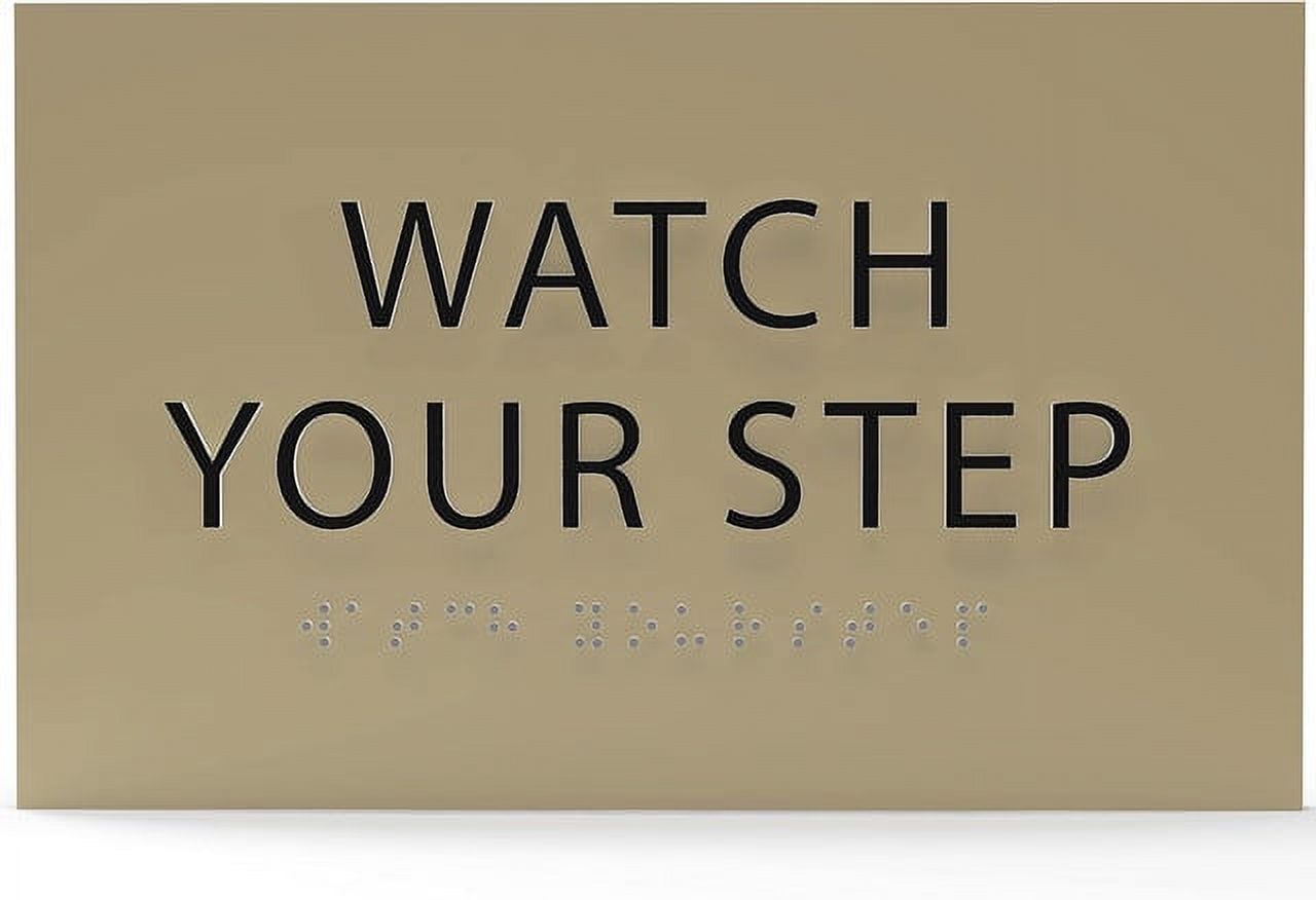 6" X4" Watch Your Step Sign- Tactile Graphics Grade 2 Braille Text ...