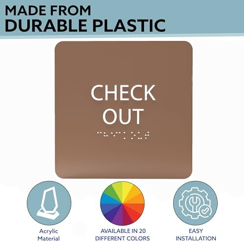 6" X6" Check Out Sign - ADA Compliant Tactile Graphics Grade 2 Braille ...
