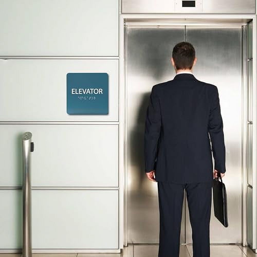 6" X6" Elevator Sign - ADA Compliant Tactile Graphics Grade 2 Braille ...