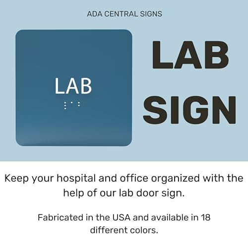 6" X6" Lab Sign- ADA Compliant Tactile Graphics Grade 2 Braille Text ...