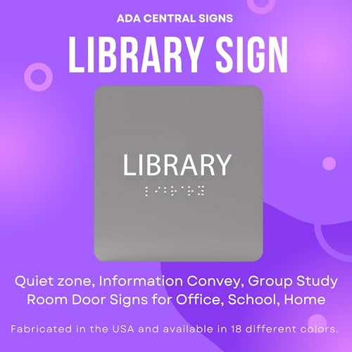 6" X6" Library Sign - ADA Compliant Tactile Graphics Grade 2 Braille ...