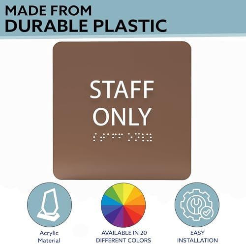 6" X6" Staff Only Sign - ADA Compliant Tactile Graphics Grade 2 Braille ...