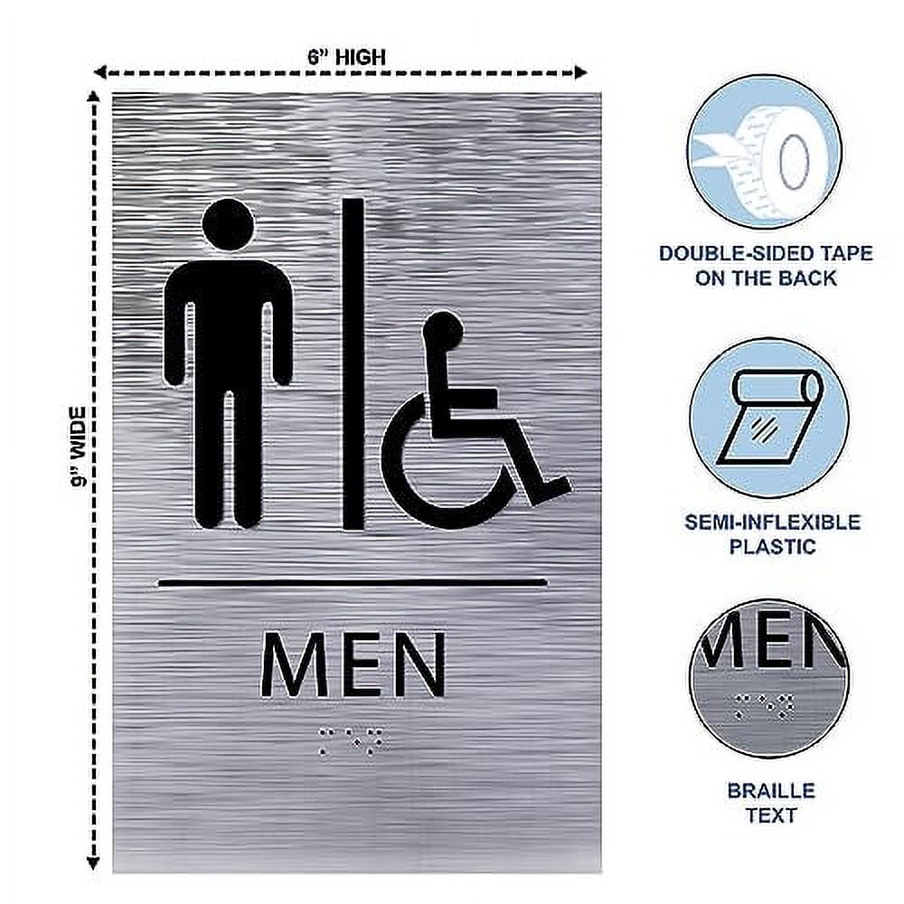 6"X9" Mens Accessible Restroom Sign - ADA Compliant Tactile Graphics ...