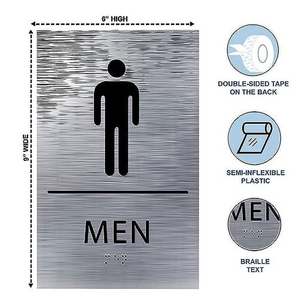 6"X9" Mens Restroom Sign - ADA Compliant Tactile Graphics Grade 2 ...