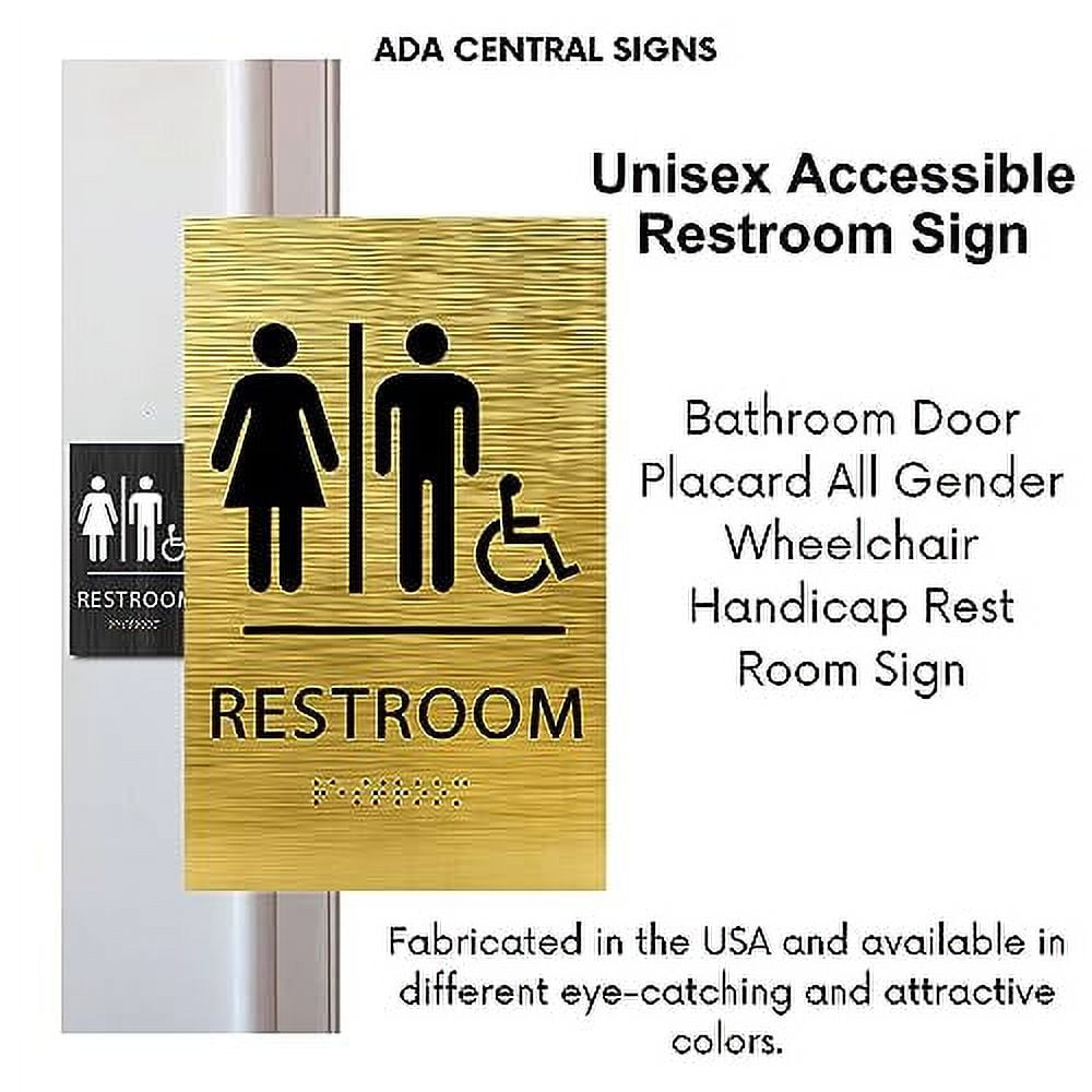 6"X9" Unisex Accessible Restroom Sign - ADA Compliant Tactile Graphics ...