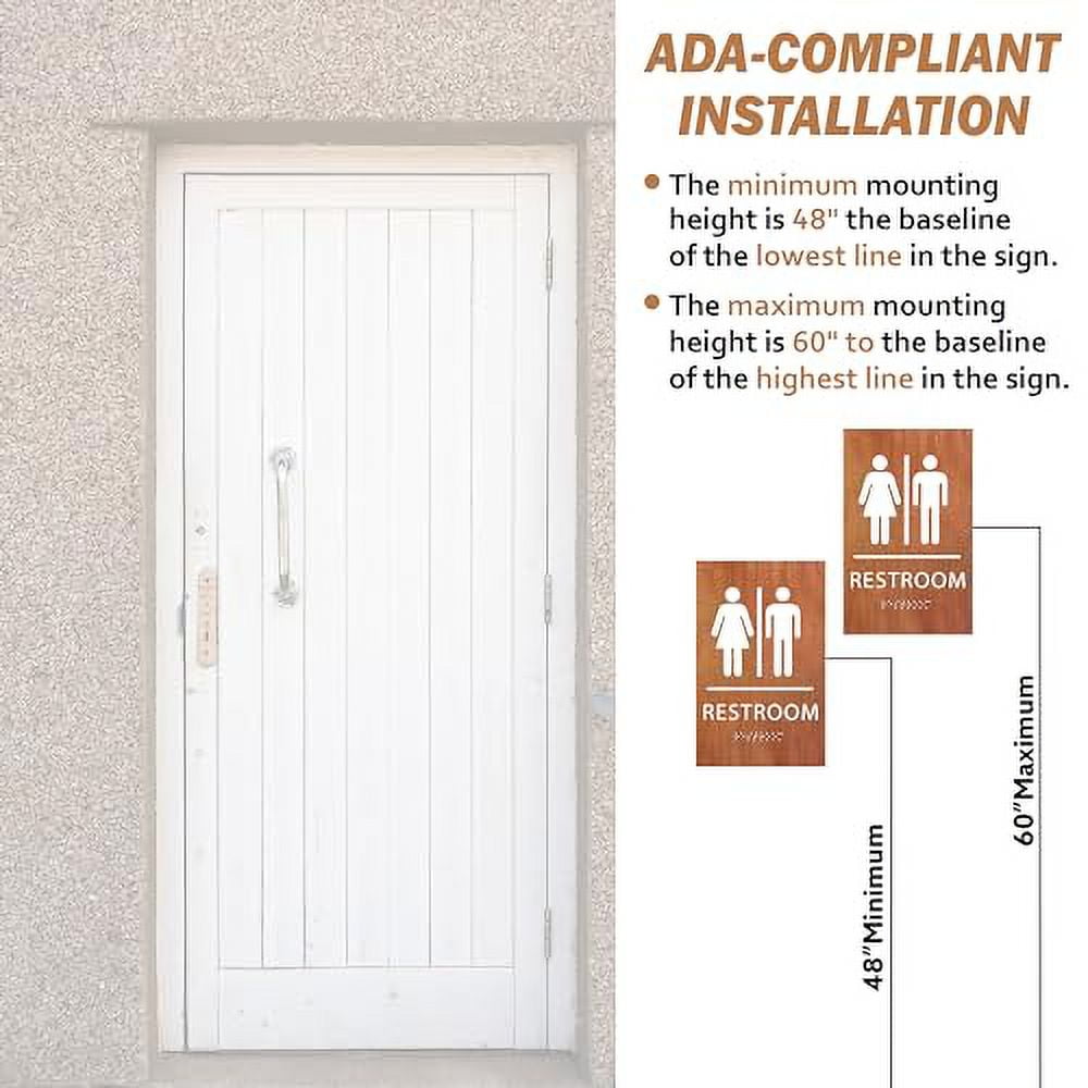 6"X9" Unisex Restroom Sign - ADA Compliant Tactile Graphics Grade 2 ...