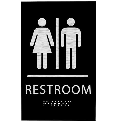 6"X9" Unisex Restroom Sign - ADA Compliant Tactile Graphics Grade 2 ...