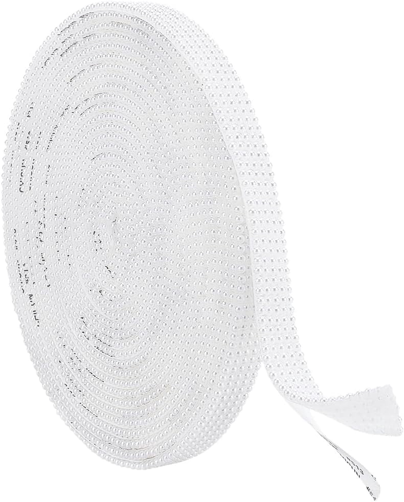 6 Yard Pearl Wrap Roll 5 Rows Self Adhesive Pearls Ribbon White Pearls ...