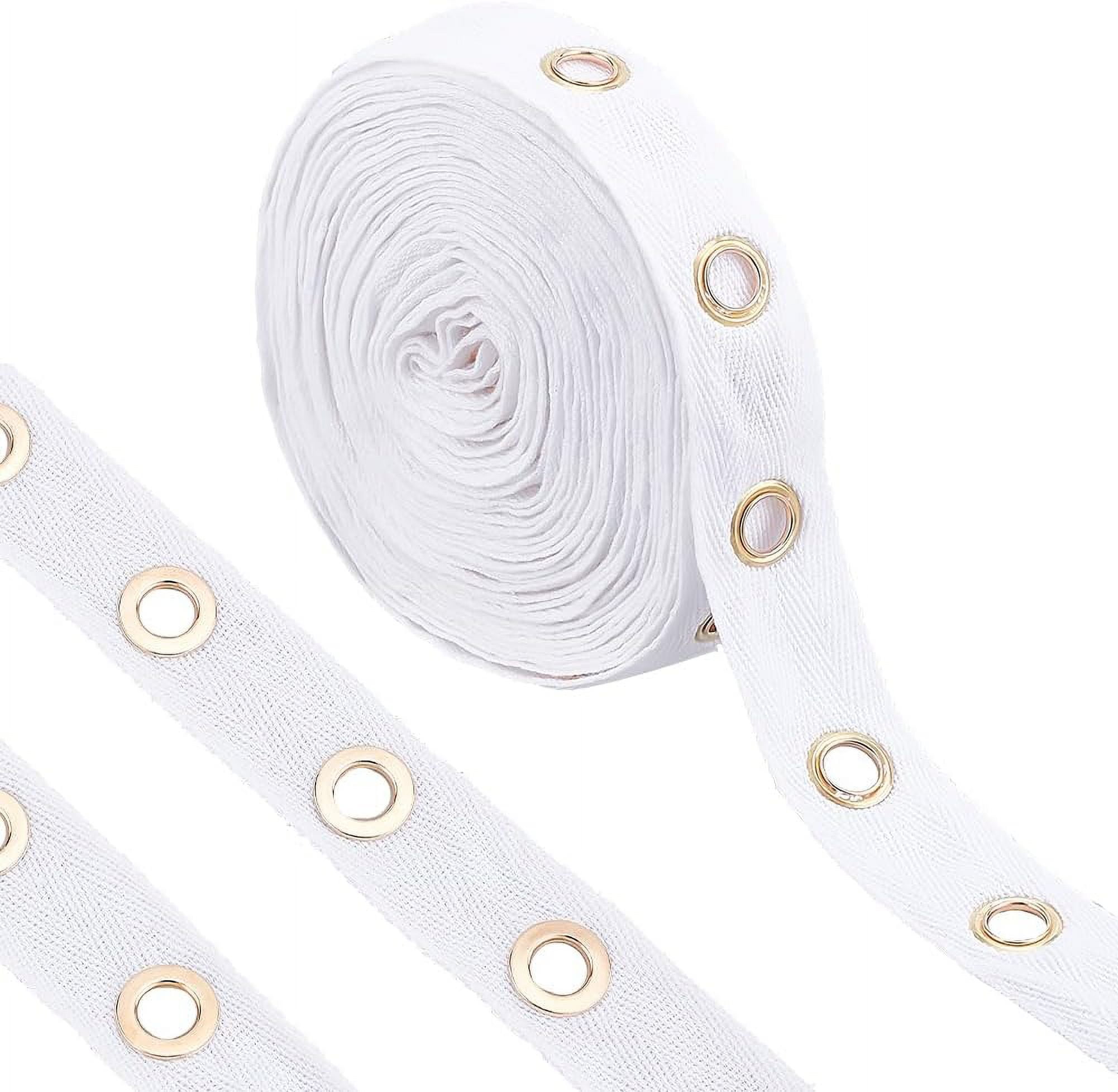 6 Yards 1" White Cotton Grommet Eyelet Twill Tape Trim 8mm Light Gold ...