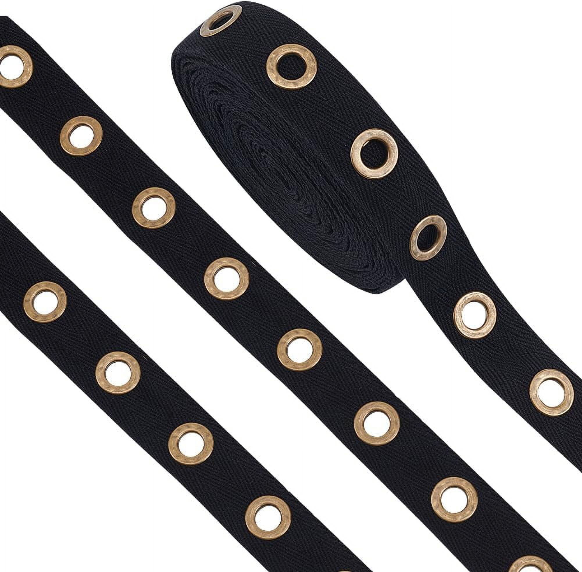 6 Yards 1 inch Wide Black Cotton Grommet Eyelet Twill Tape Trim 8mm ...