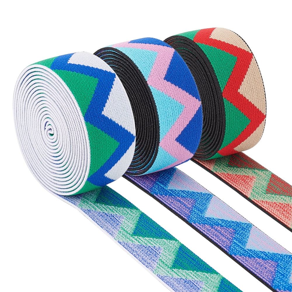 6 Yards 3 Colors Nylon Jacquard Elastic Bands Flat with Wave Pattern ...