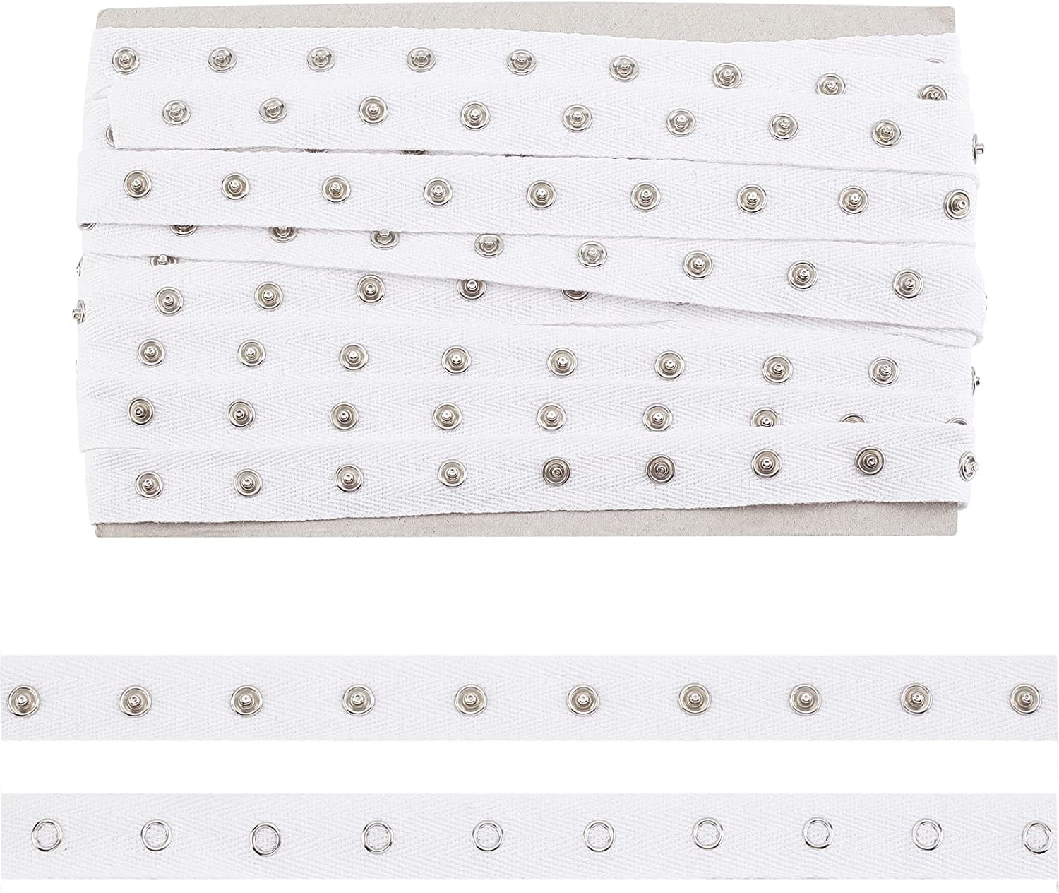 6 Yards(5.48m)/Roll Snap Button Tape 2cm Wide White Sewing Snap Tape ...