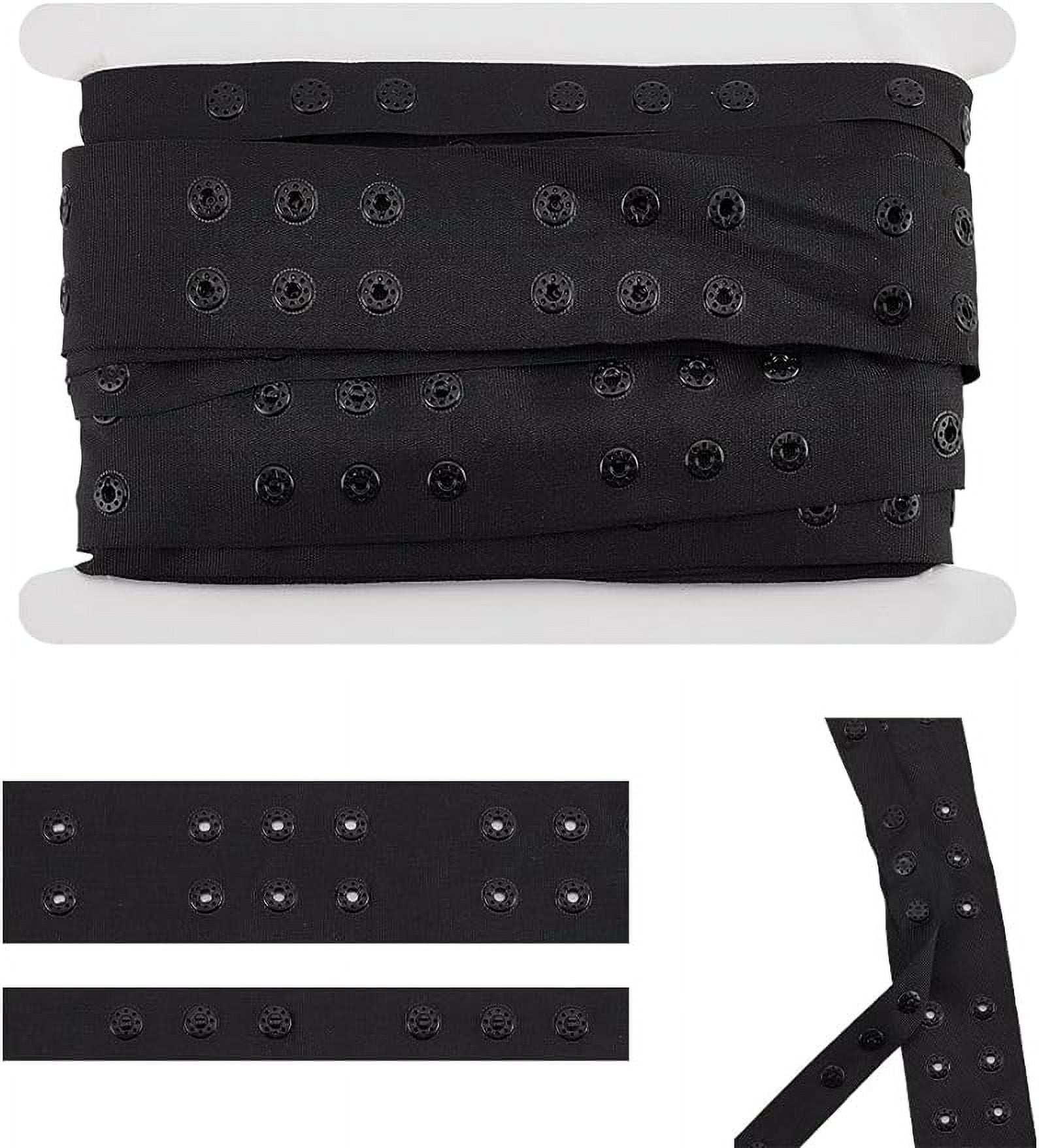 6 Yards Black Snap Ribbon 2 Row Snap Tape for Sewing Polyester Tape ...