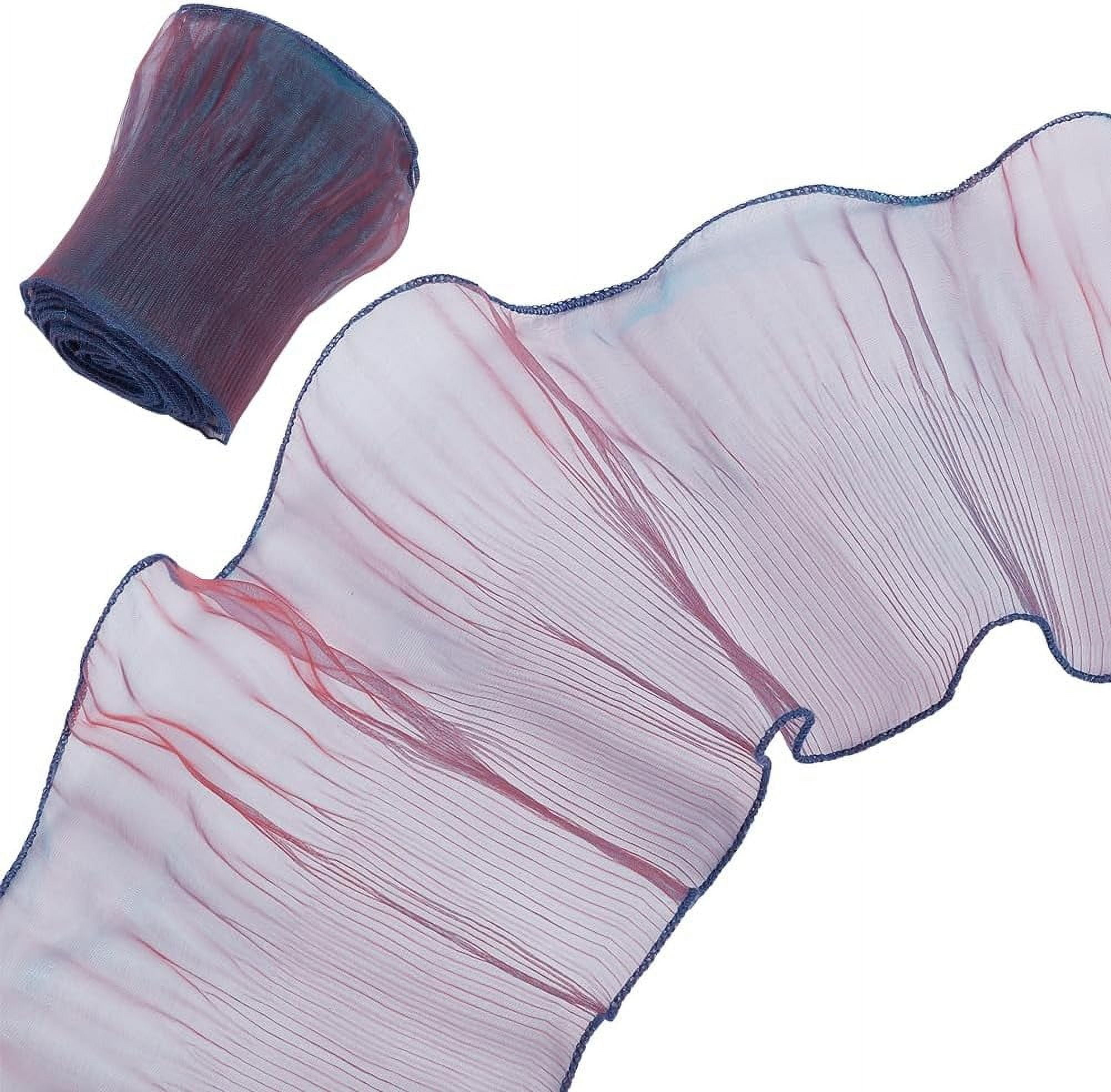 6 Yards Indigo Ruffled Pleated Lace Fabric Trim 5.5inch Width Tulle ...