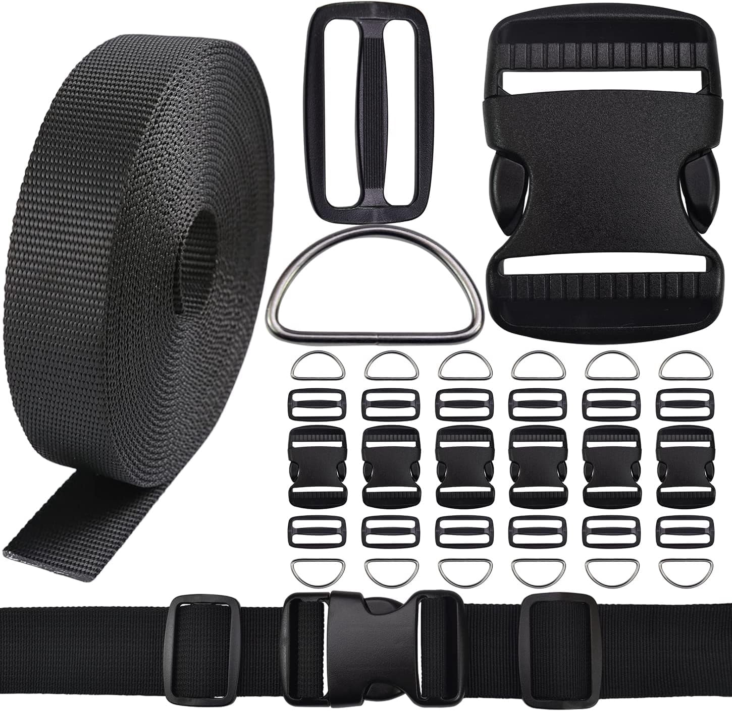6 Yards Nylon Webbing Strap 6 Pcs Quick Side Release Plastic Buckle ...