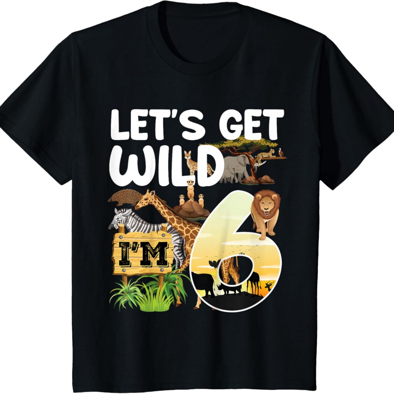 6 Year Old Zoo Birthday Jungle Animal 6th B-day T-shtir - Walmart.com