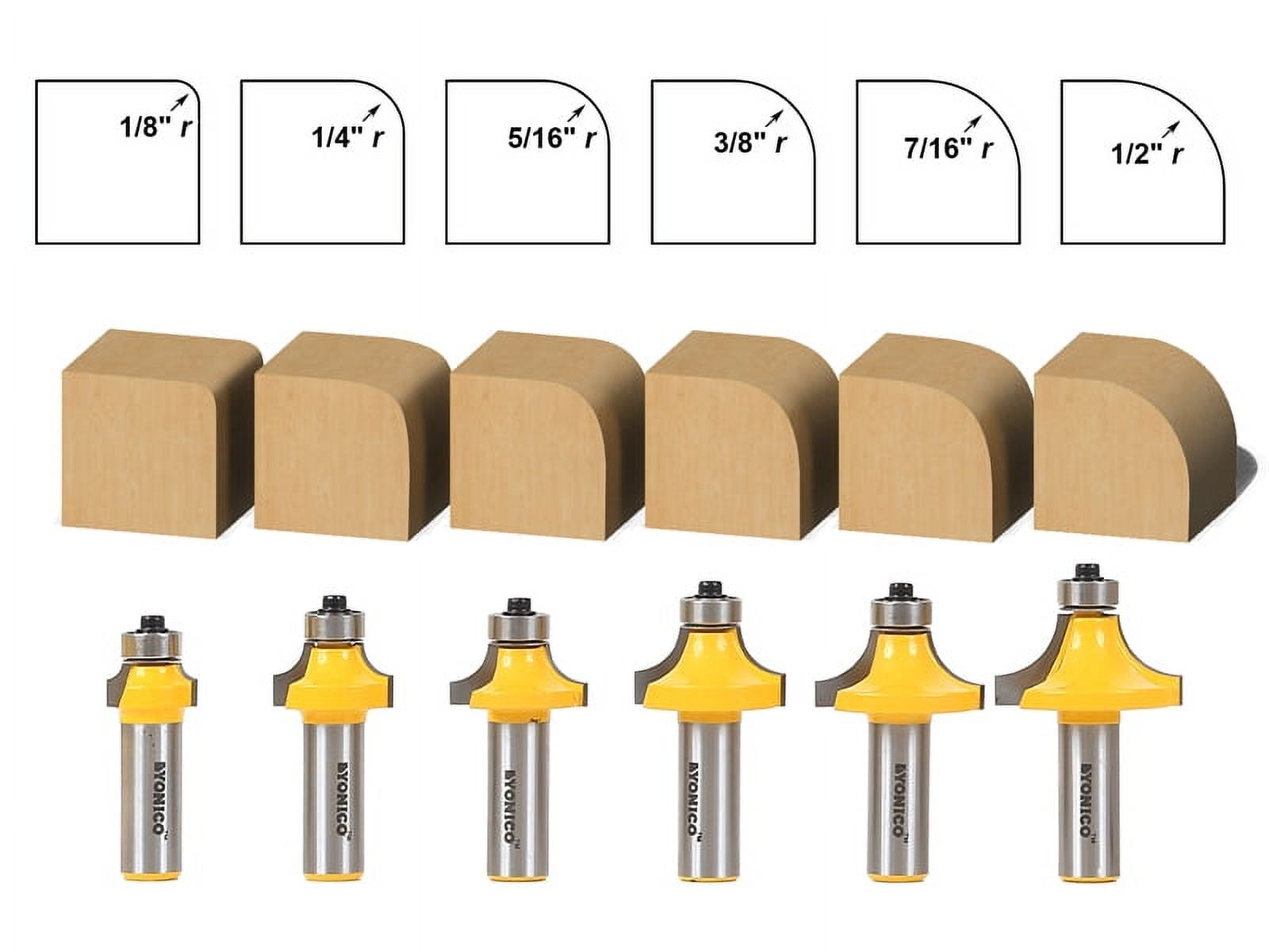6 bit Round over Router Bit Set - 1/2" Shank - Yonico 13622 - Walmart.com