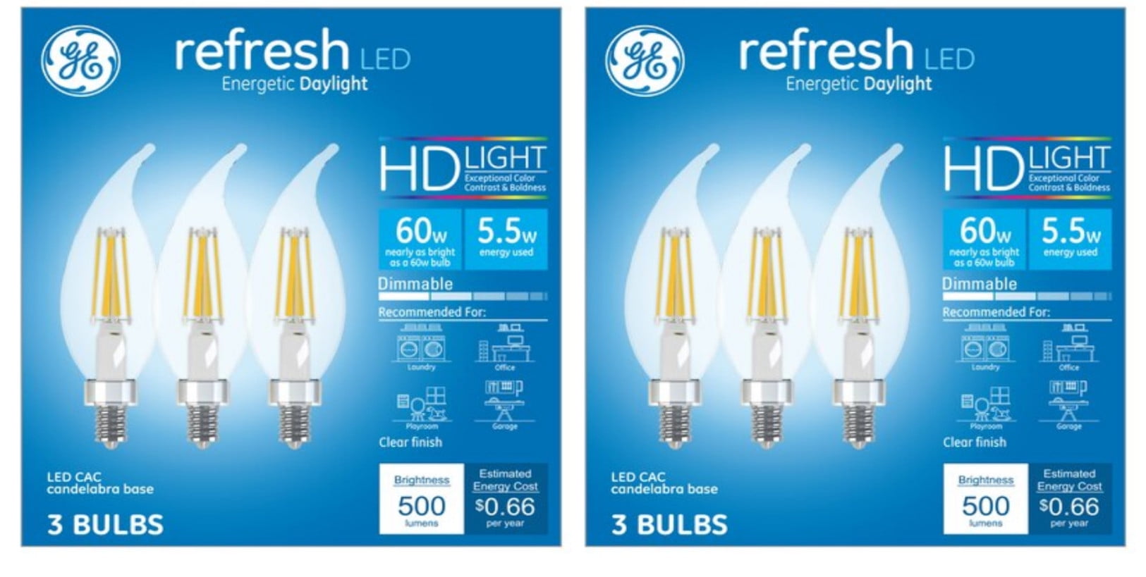 GE Lighting Refresh LED CAC Lightbulbs, Energetic Daylight, 60W ...