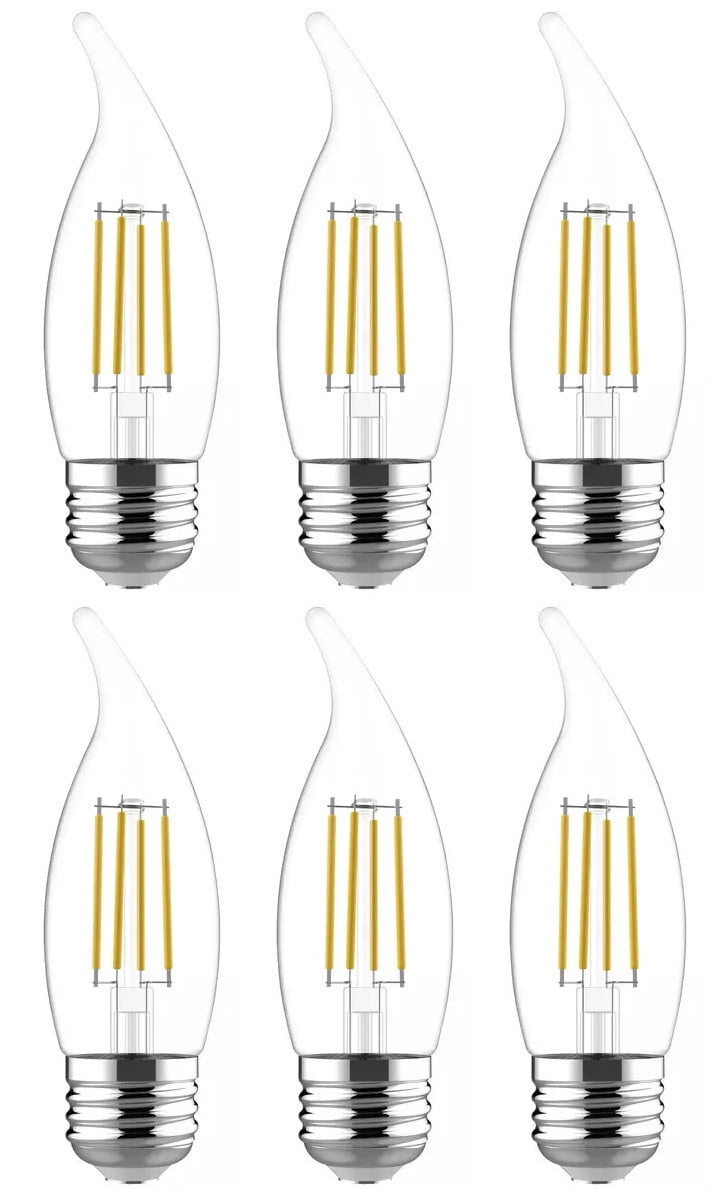 (6 bulbs) GE refresh LED cool white chandelier bulbs, 60 watt ...
