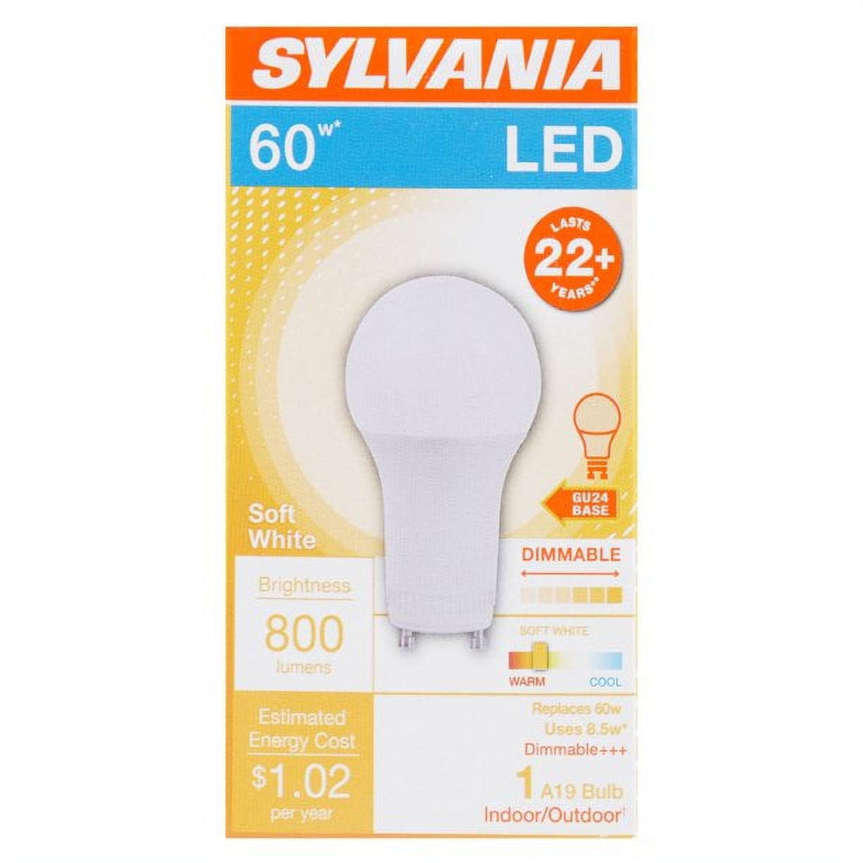 (6 bulbs) Sylvania LED 8.5 watt A19 Dimmable Light Bulb GU24 base 2700K ...
