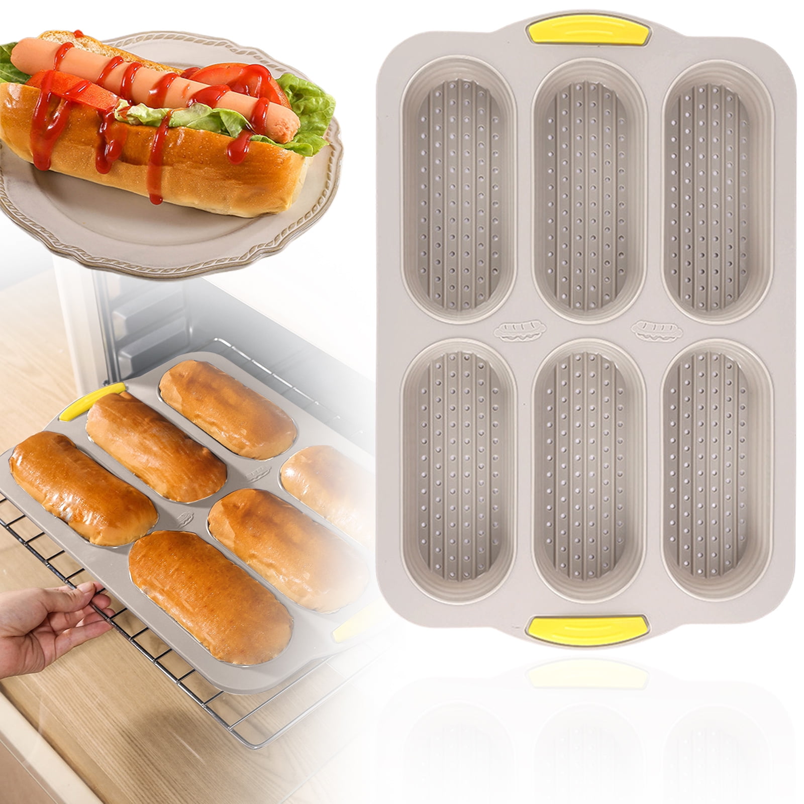 6-cavity Silicone Bread Loaf Pan, Nonstick Sourdough Loaf Pan & Heat ...
