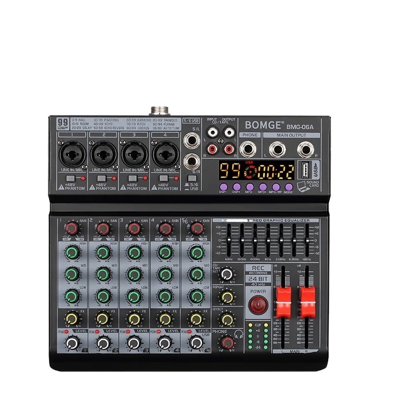 6 channel 99DSP effects mixer 7 Band EQ Control With headphone ...