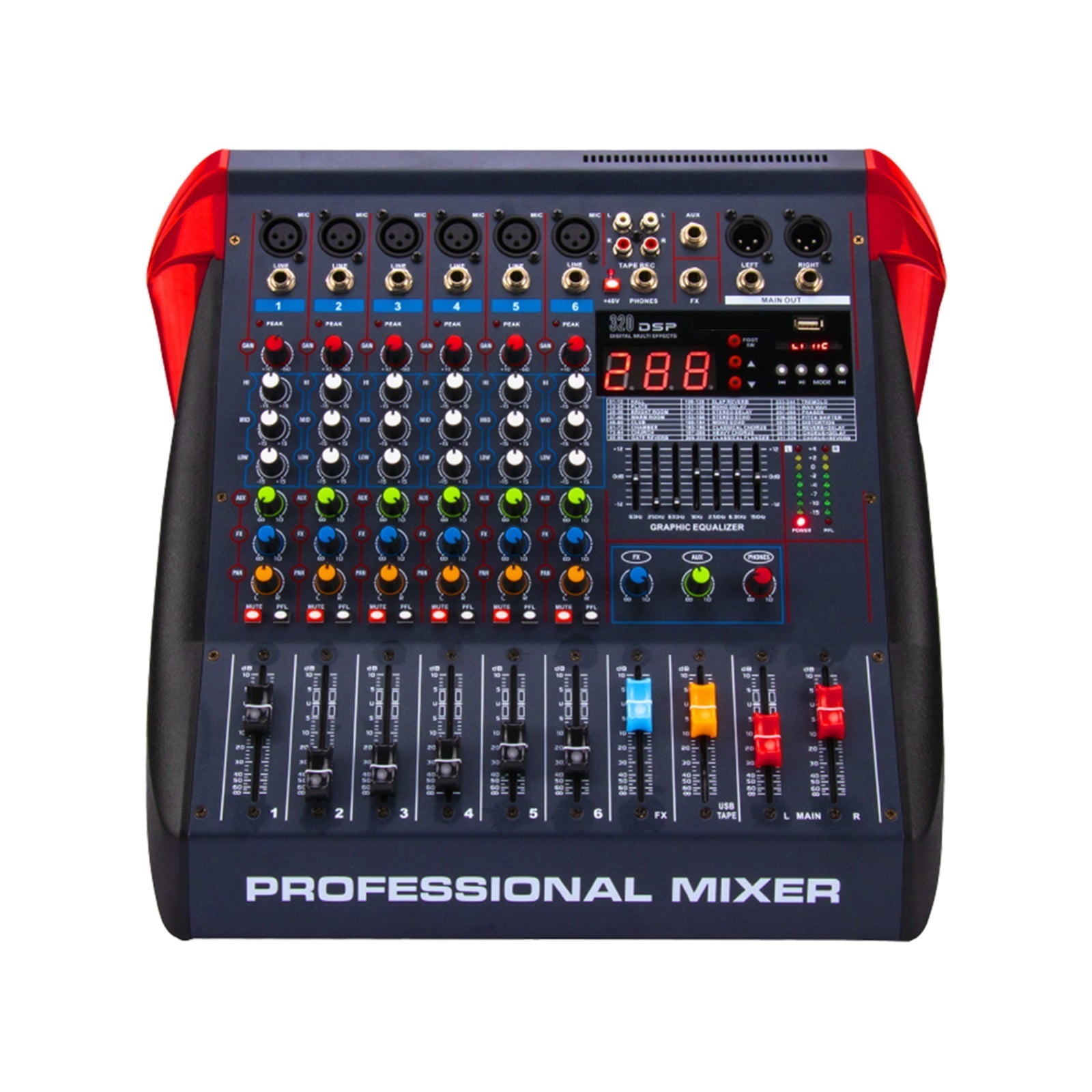 6 channel mixer computer recording live home KTV band stage performance ...