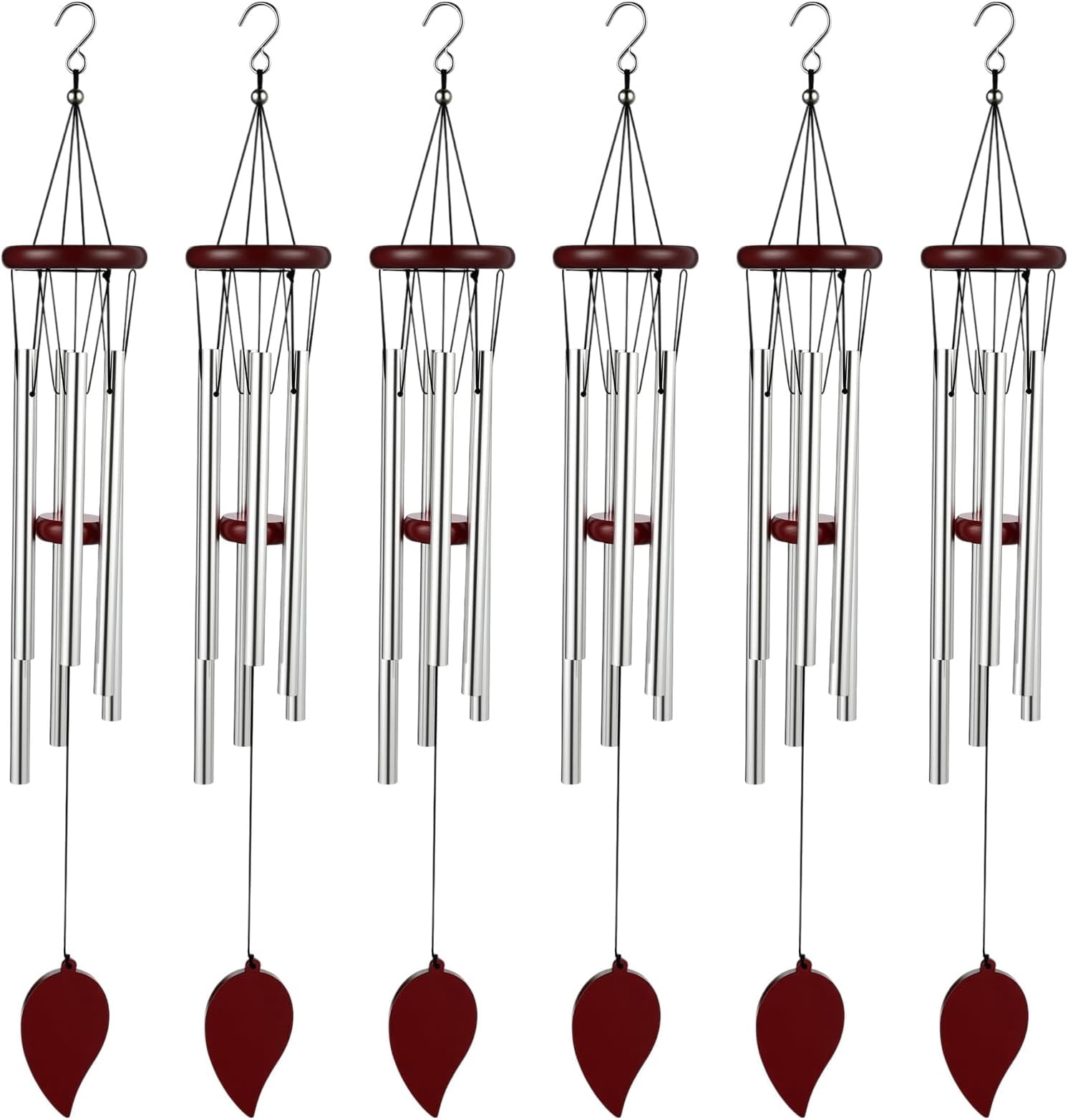 6 count 28 Inch Rustic Wind Chimes for Outside Deep Tone Wind Chimes ...