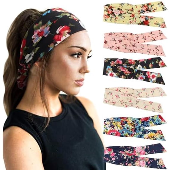 6 count Adjustable Headbands for Women Knotted Headbands Elastic Non ...