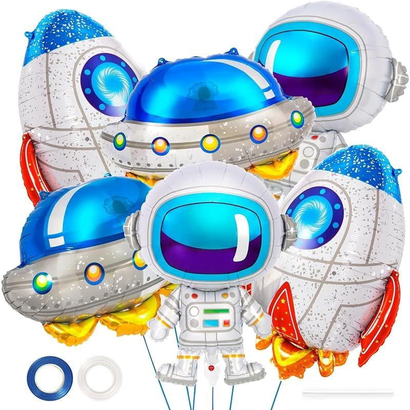 6 count Astronaut UFO Rocket Foil Balloons for Kids - Space Party ...