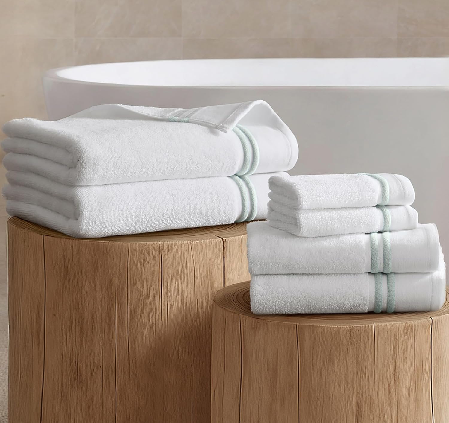 6 count Bath Towel Set 600 GSM, Terry, Highly Absorbent Quick Dry ...