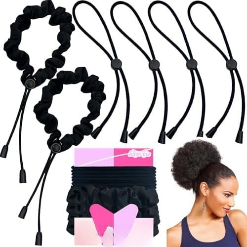 6 count Black Adjust Afro Puff Hair Tie, Adjustable Hair Ties, Thick ...