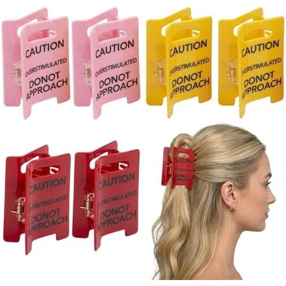 6 count Caution Overstimulated Hair Clip, Funny Hair Clips for Women ...