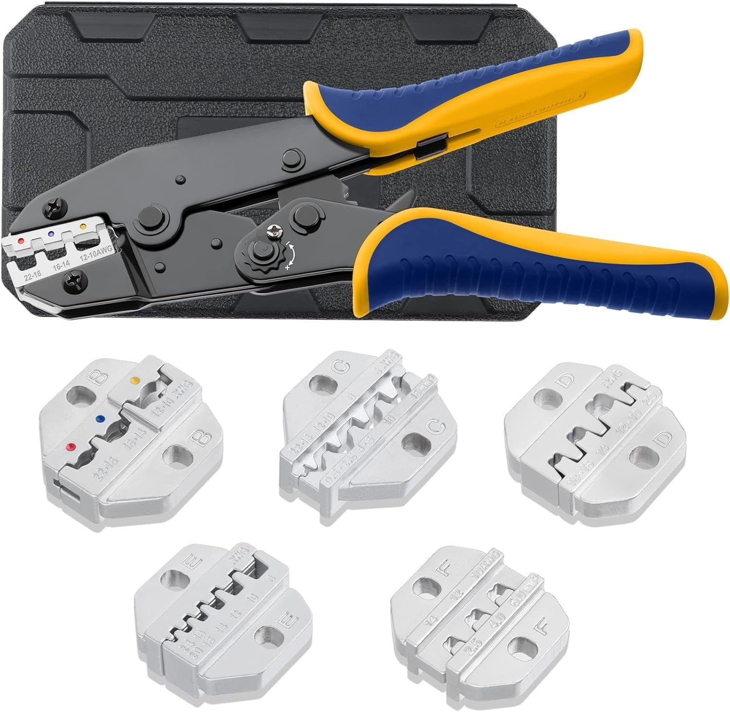 6 count Crimping Tool Set - Ratchet Wire Crimping Tool for Heat Shrink ...